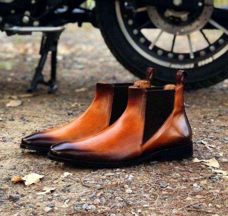 New Pure Handmade Brown Shaded Leather Chelsea Boot For Men's on Luulla