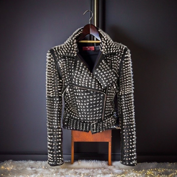 Rock Punk Gothic Silver Studded Brando Biker Leather Motorcycle Jacket ...